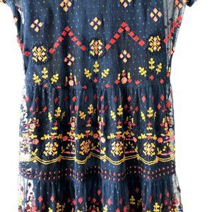 Sundance | Dresses | Sundance Embroidered Flower Midi Boho Navy Dress ...